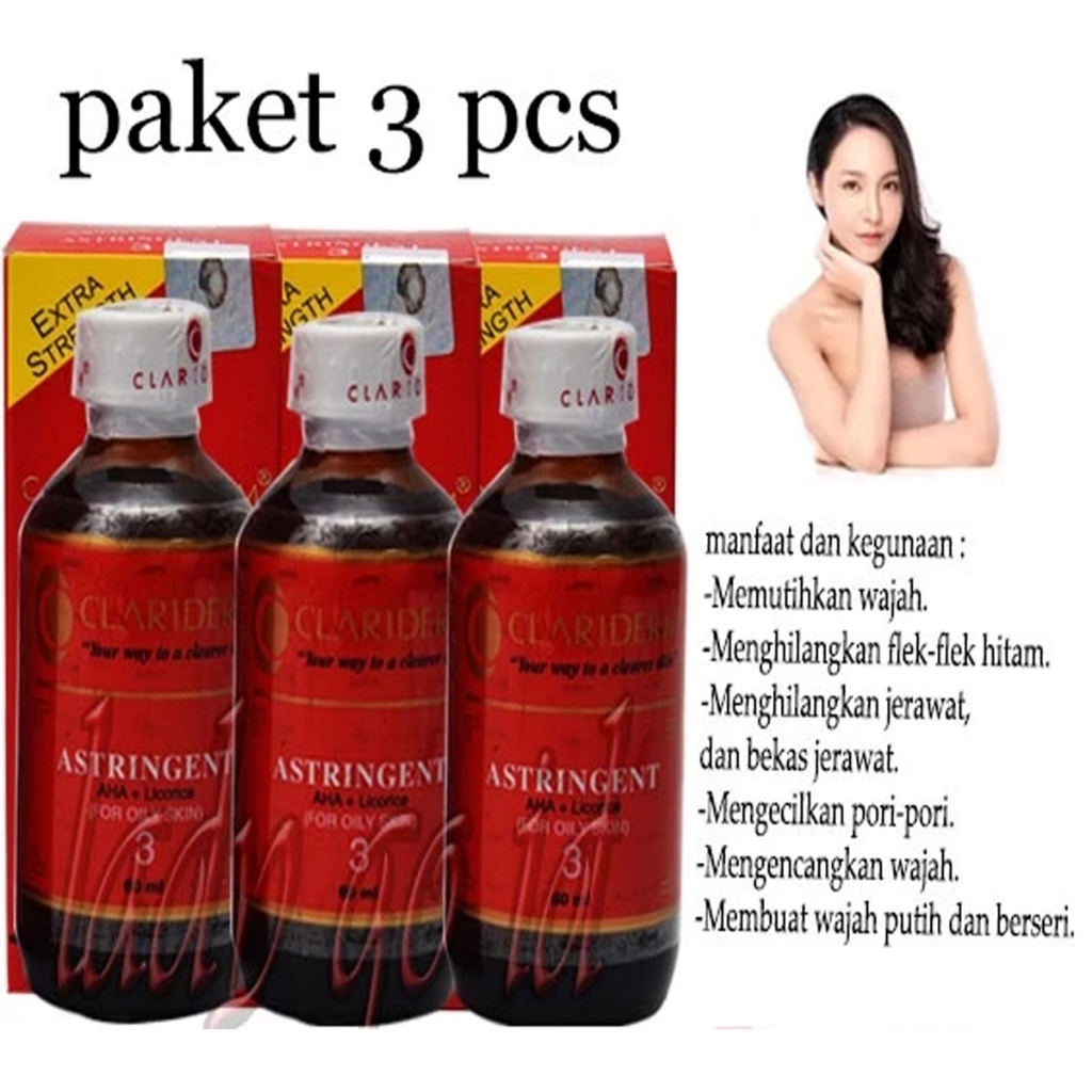 Jual Beauty ( 3PCS ) Clariderm Astringent Alkohol No 3 / Toner ...