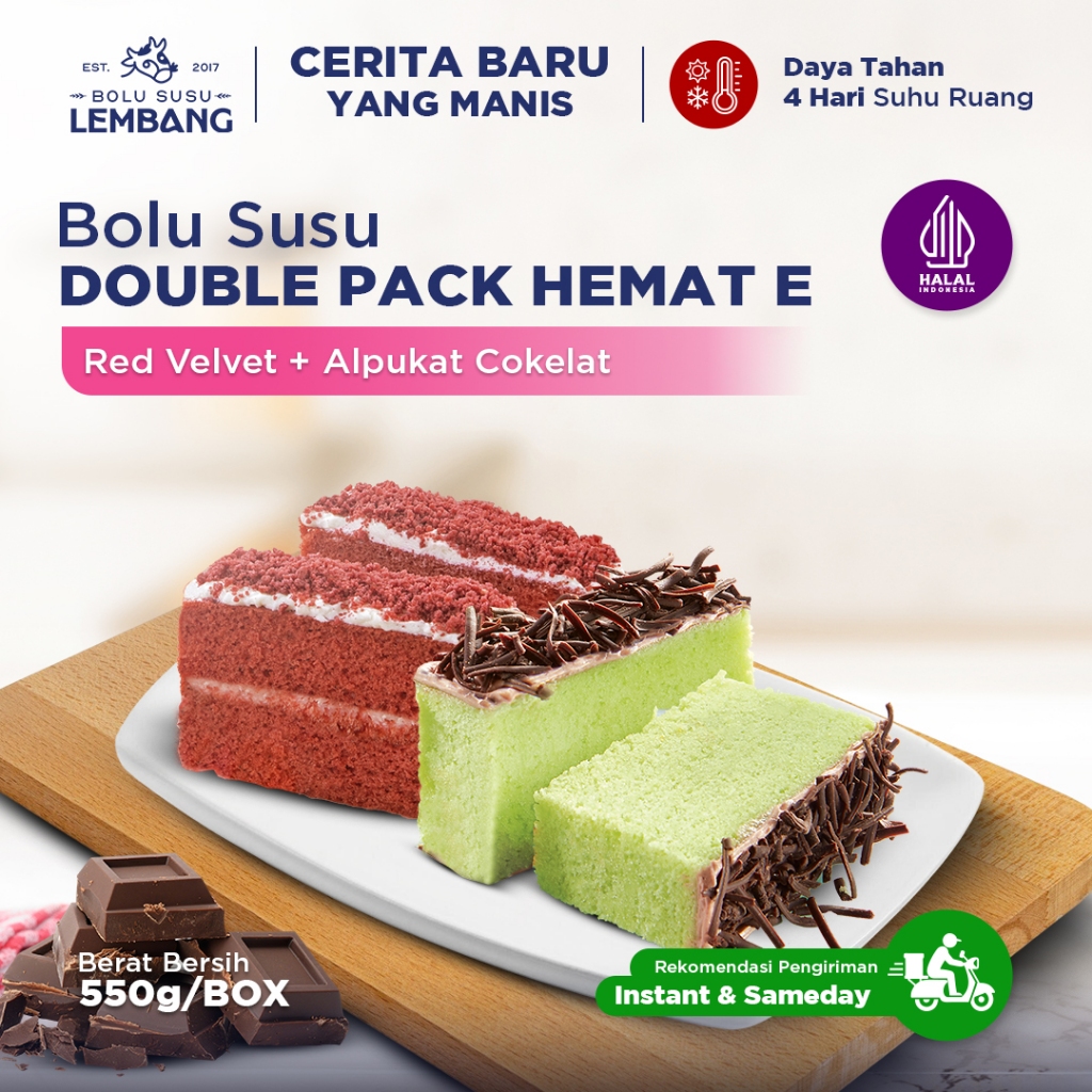 Jual Bolu Susu Lembang - Double Pack E (Reguler - Red Velvet + Alpukat ...