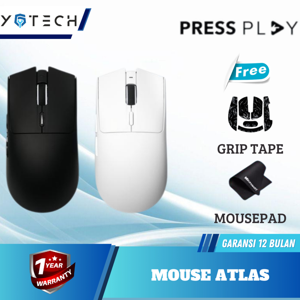 Jual Press Play ATLAS Ergonomic Ultralight Wireless Gaming Mouse with ...