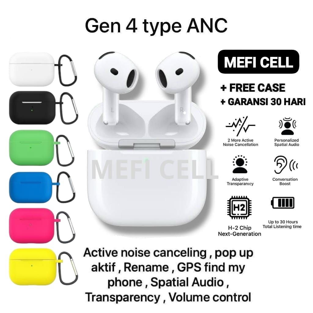 Jual ( FREE CASE ) HEADSET BLUETOOTH TWS GEN 4 ANC AKTIF 1:1 FINAL ...