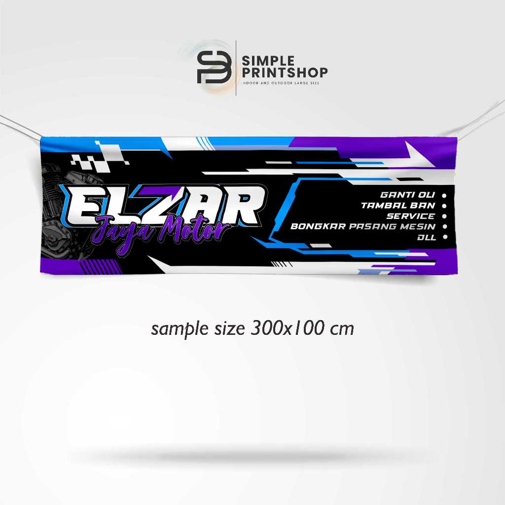 Jual banner 300x100 cm spanduk bengkel motor racing jaya motor custom ...