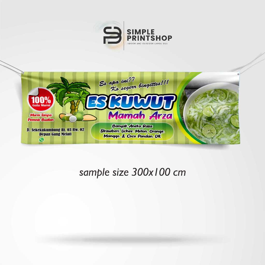 Jual print cetak spanduk banner 300x100 es kuwut custom desain | Shopee ...