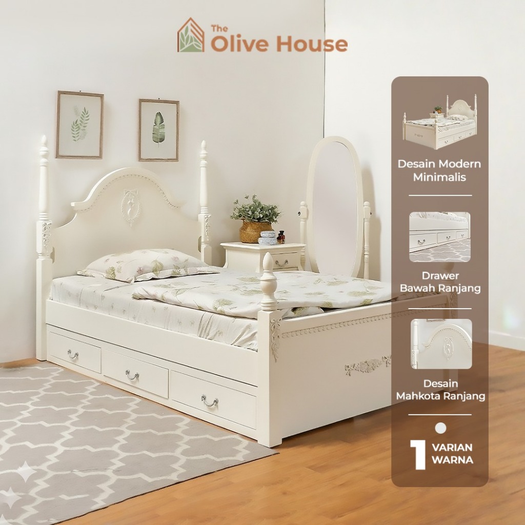 Jual The Olive House - Furniture Rumah Queen Anne SS Bed With Storage ...