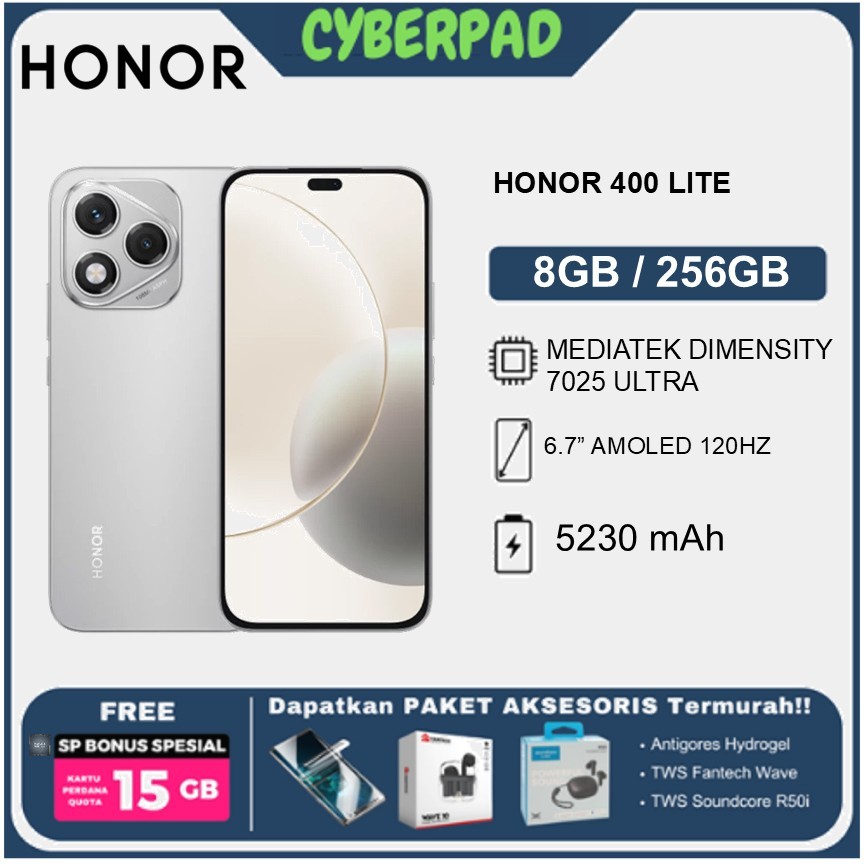 Jual Handphone HONOR 400 LITE 5G 8GB 256GB VELVET GREY New Garansi ...
