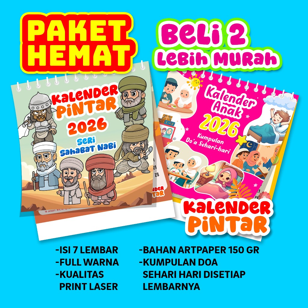 Jual PAKET HEMAT KALENDER MEJA 2026 Kalender Pintar + Bahan Art Papper ...