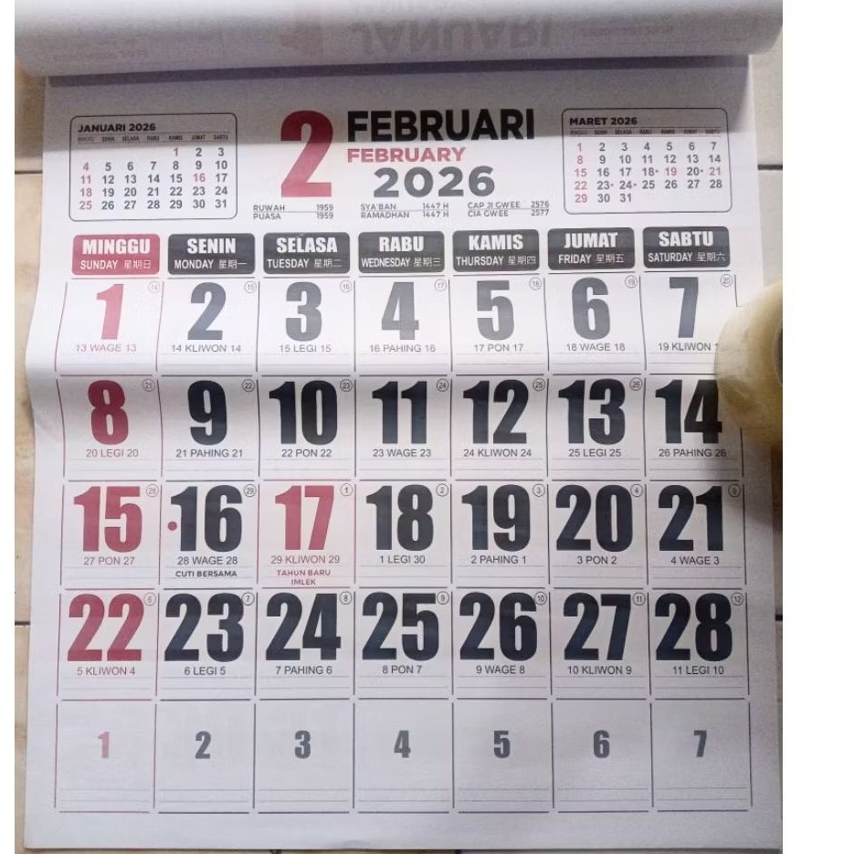 Jual Kalender 2026 Bulanan Ukuran JUMBO / Kalendar Dinding Besar Bulan ...