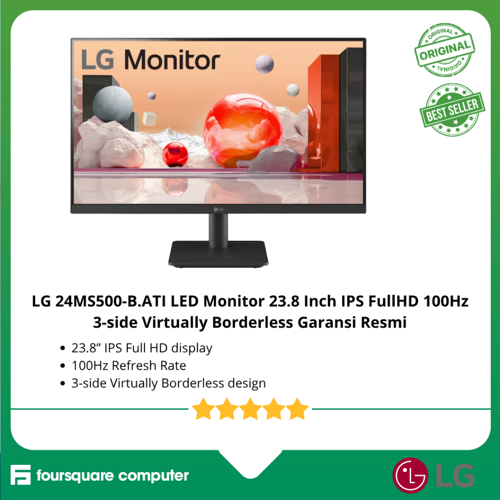 Jual LG 24MS500-B.ATI LED Monitor 23.8 Inch IPS FullHD 100Hz 3-side ...