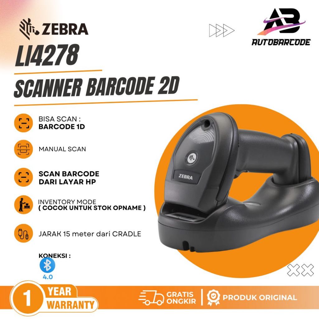 Jual Zebra Symbol LI-4278 RS232 Scanner Barcode 1D Wireless Scan Kasir Usb LI4278 LI 4278 RS 232 ...