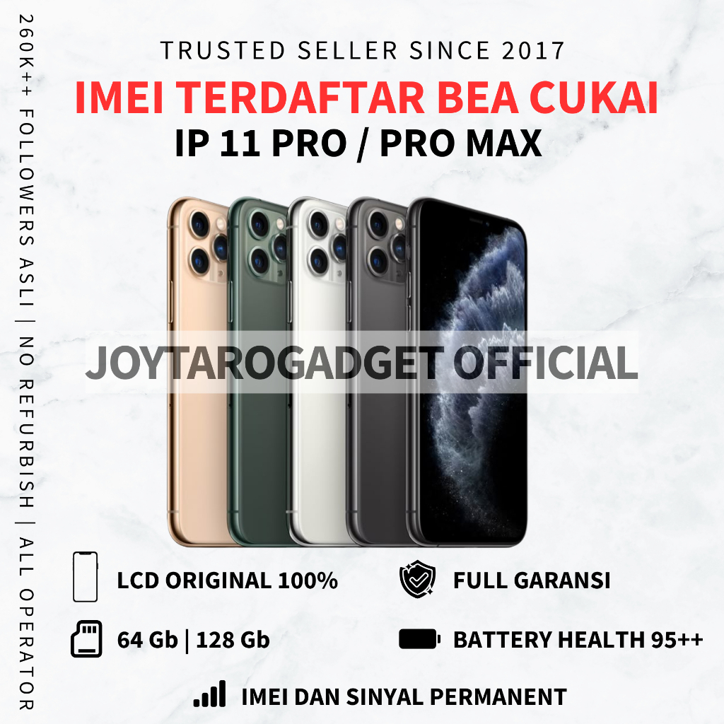 Jual iPhone 11 pro / iP 11 Pro max 64gb 256gb imei Terdaftar BC ...