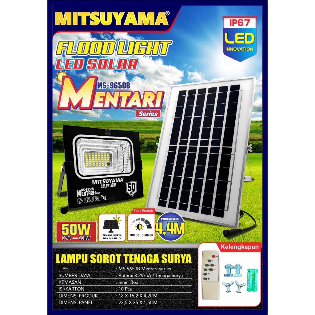 Jual Lampu LED Solar Panel Mitsuyama series Mentari Flood Light MS ...