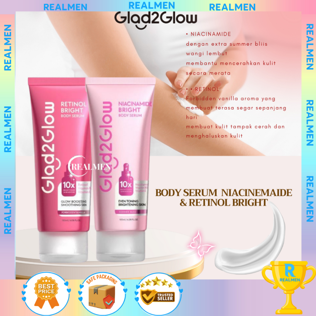 Jual GLAD2GLOW NIACINAMIDE BRIGHT - RETINOL BRIGHT BODY SERUM 180 ML ...