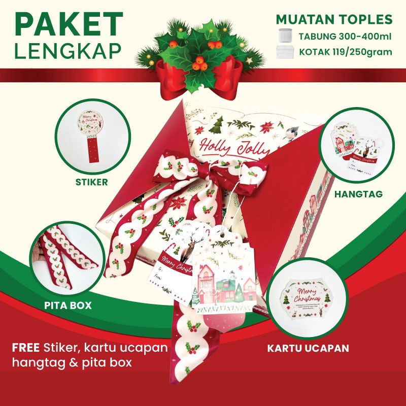Jual Gable Box Hampers Natal Pita Twilly Premium (20x20x8cm) – Muat 4 ...