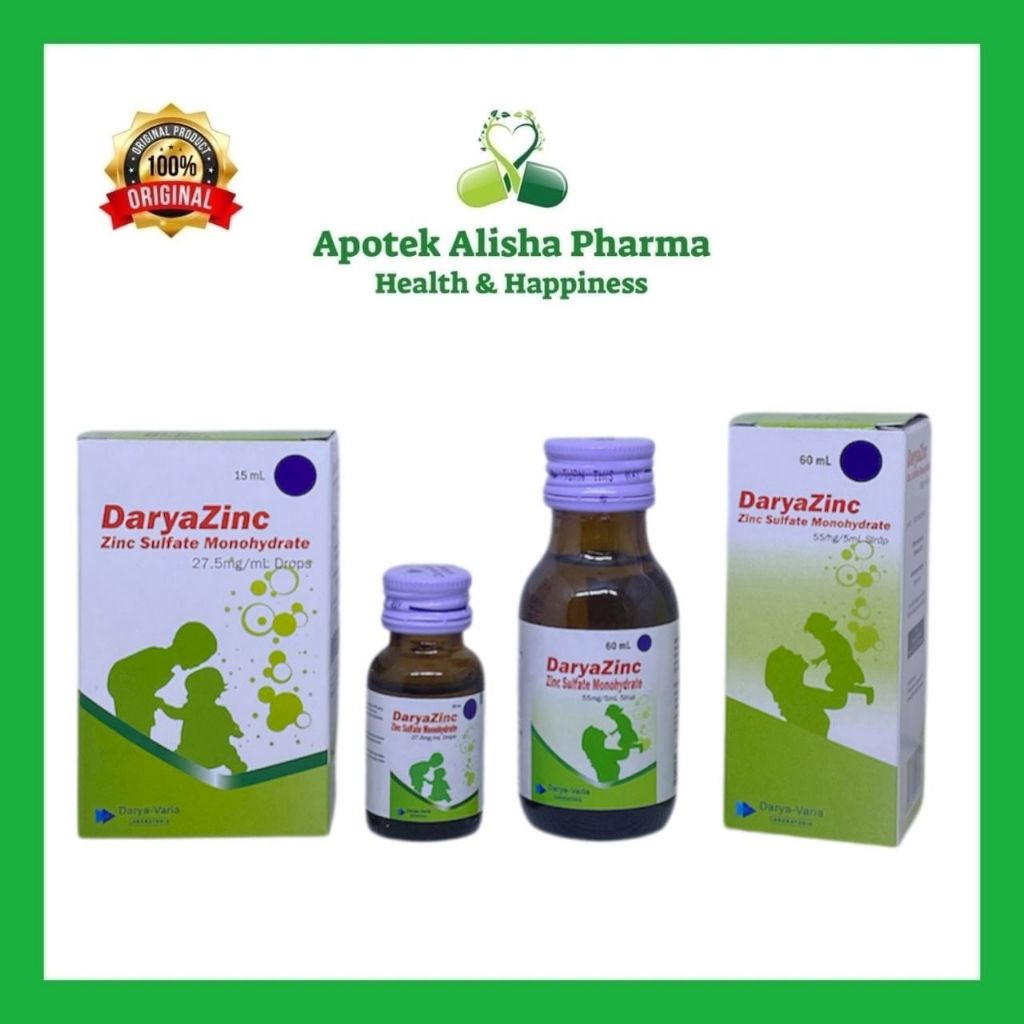 Jual DaryaZinc Sirup 60ml dan Darya Zinc Drops 15ml Terapi Tambahan ...