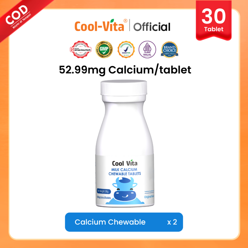 Jual [30 Tablet] Coolvita Milk Calcium Chewable Tablets Original Flavor ...