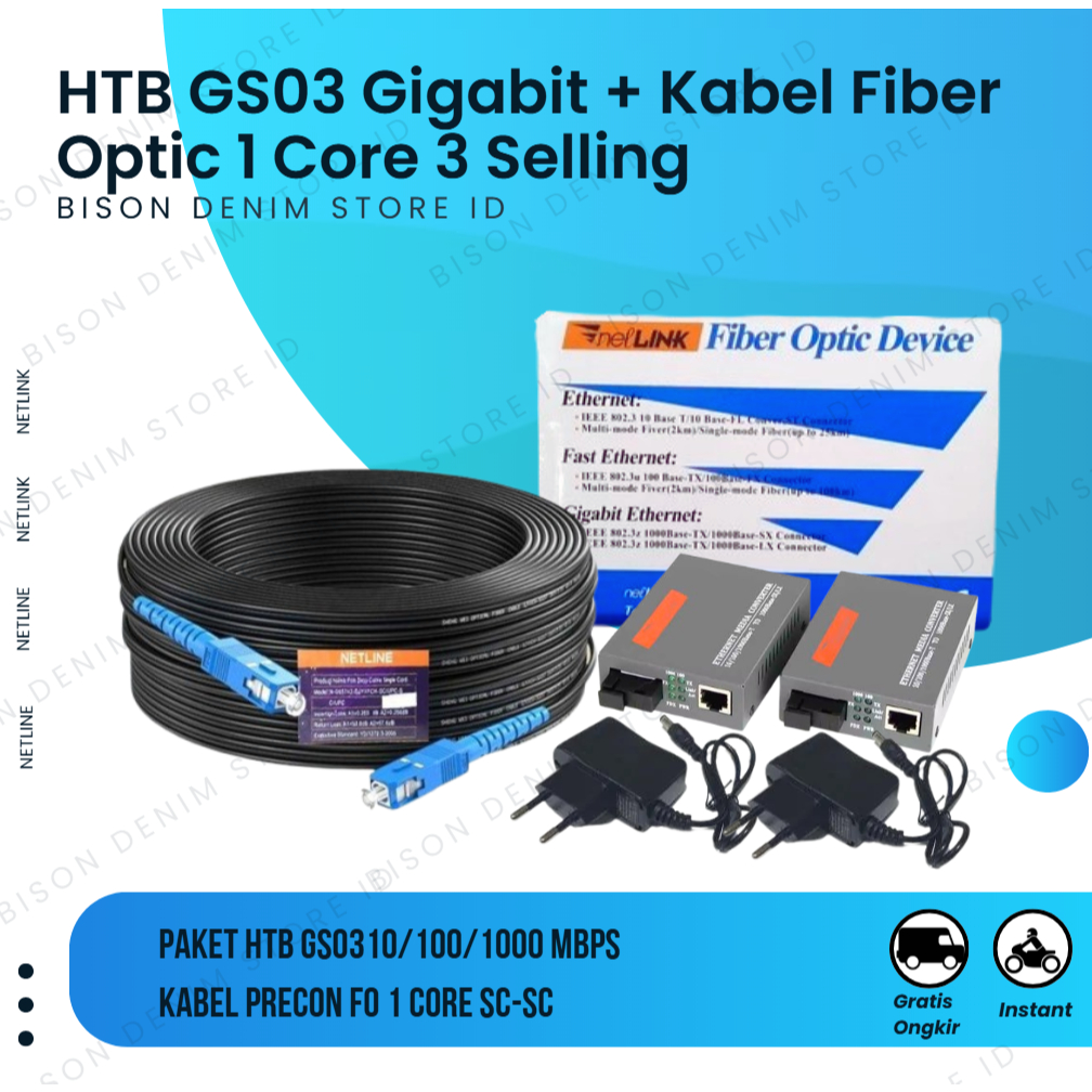 Jual Paket HTB-GS-03 Gigabit 10/100/1000Mbps + Kabel Fiber Optic Precon ...