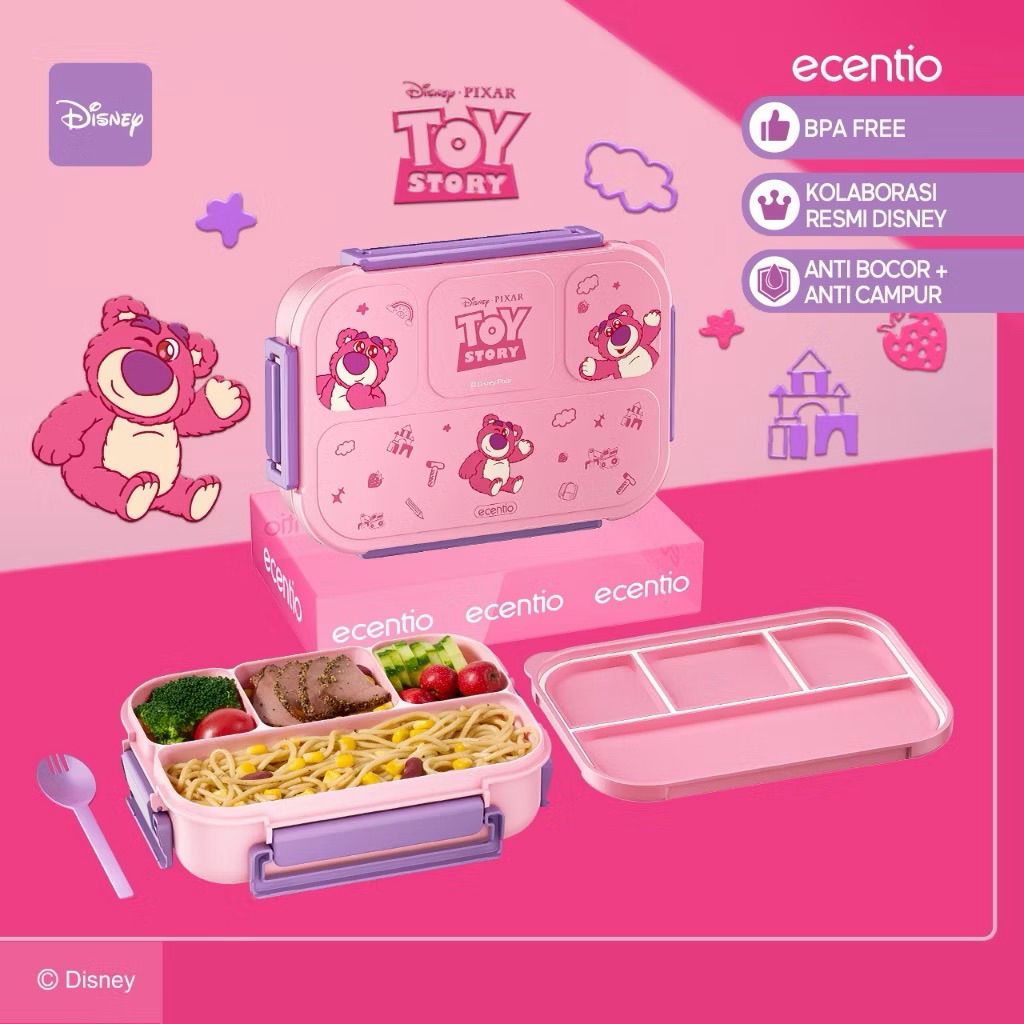 Jual Ecentiokids Disney Original Lotso Kotak Makan bekal anak 4 sekat ...