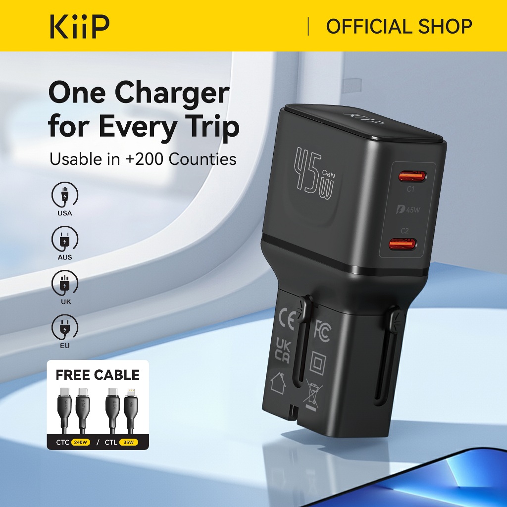 Jual Kiip C35T Universal Travel Adaptor Charger Mini Fast Charging 45w ...