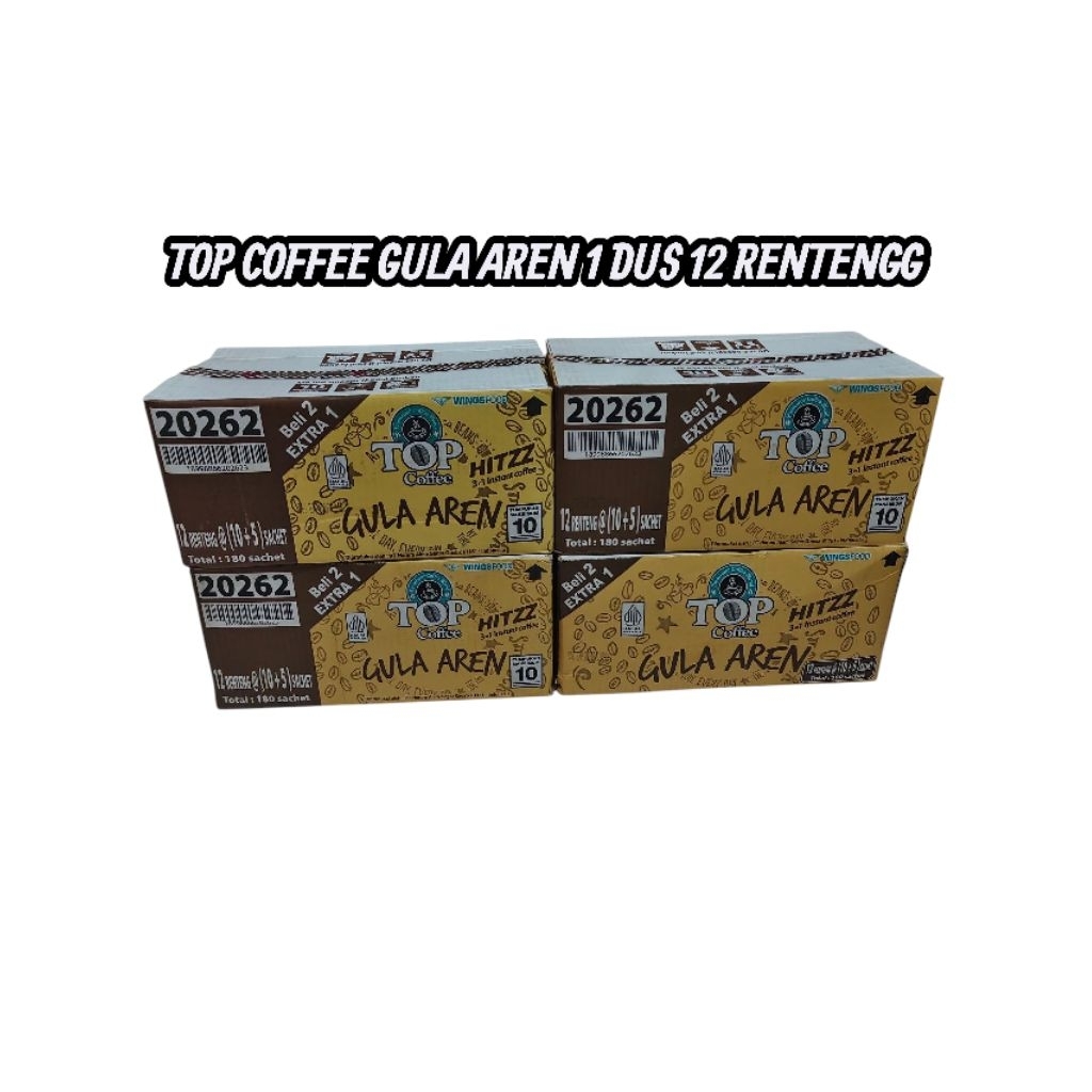 Jual TOP COFFEE GULA AREN 1 DUS isi 12 Renteng (180 Sachet) | Shopee ...