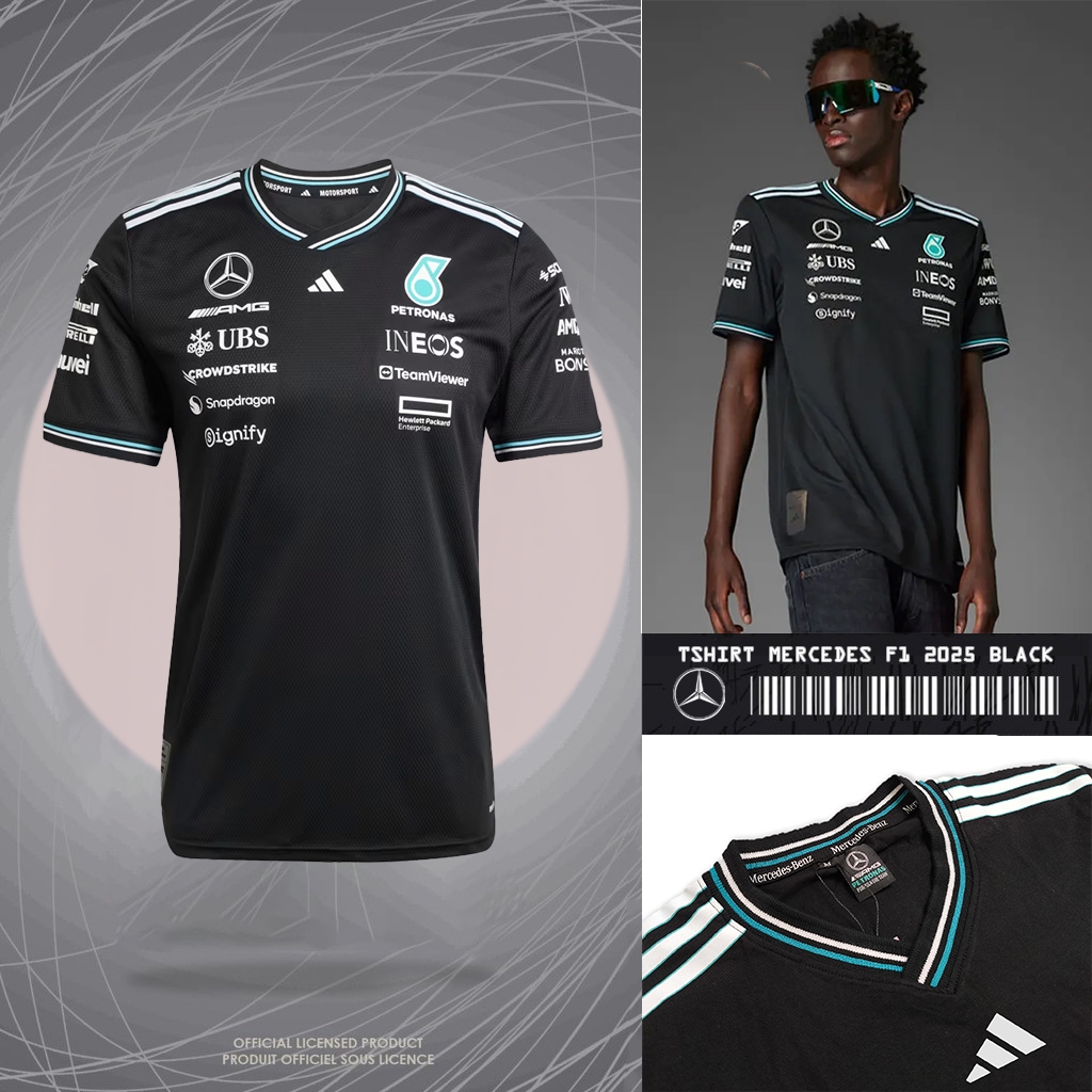 Jual (R5M) TSHIRT MERCEDES AMG F1 BLACK 2025 kaos racing formula one ...