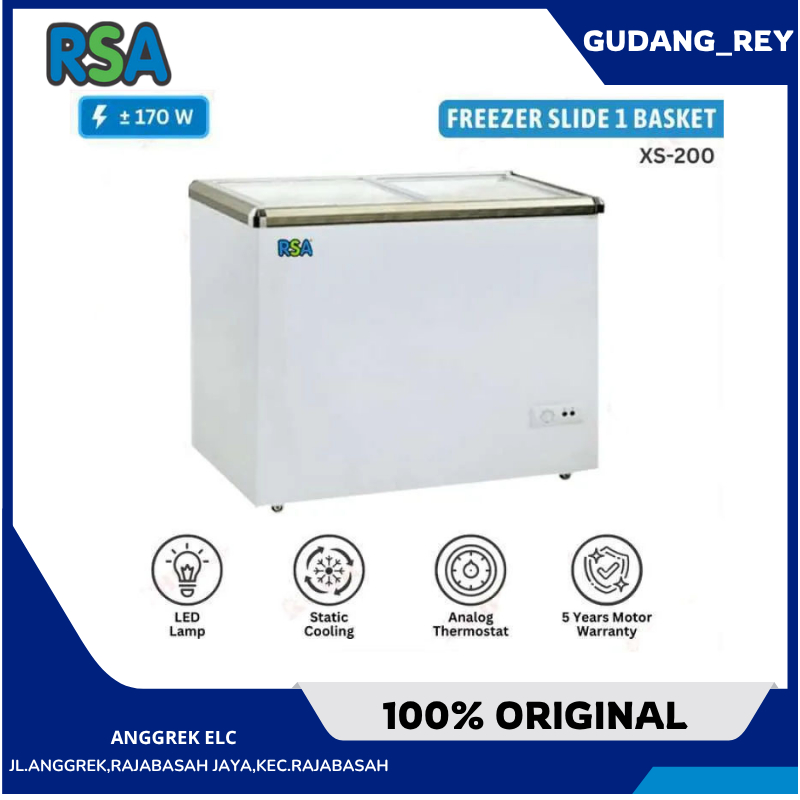 Jual CHEST FREEZER RSA 200-XS / 200 XS / Freezer Box 200 Liter | Shopee ...