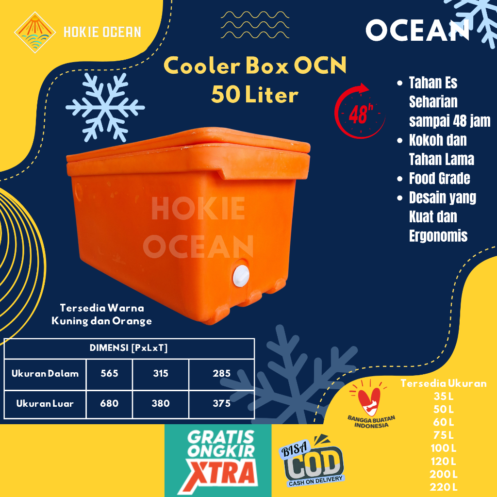 Jual Cooler box OCEAN 50 Liter Cool Box Es Ikan Fiber | Shopee Indonesia