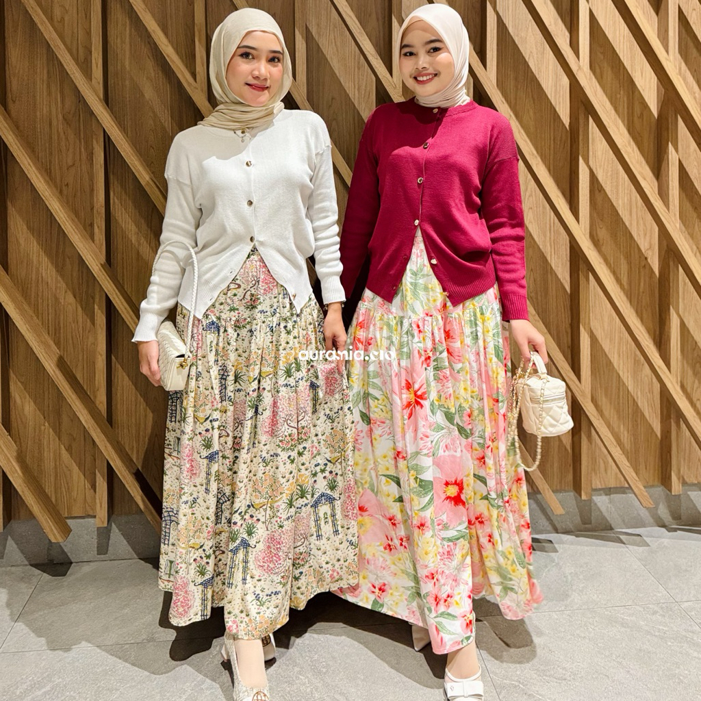 Jual ROK FLORAL RAYON PANJANG WANITA BUNGA adem ringan | Shopee Indonesia