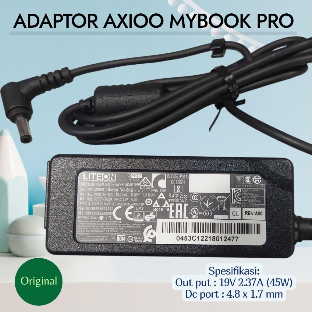Jual Adaptor Charger Axioo Mybook Pro L3 L5 L7 19V 2.37A (45Watt ...
