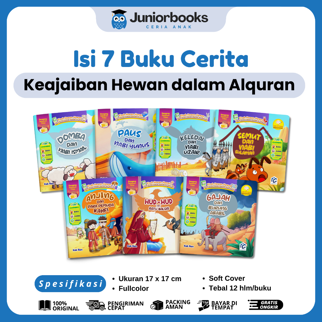 Jual (Isi 7 Buku) Kisah Hewan dalam Alquran Dongeng Cerita Bergambar ...