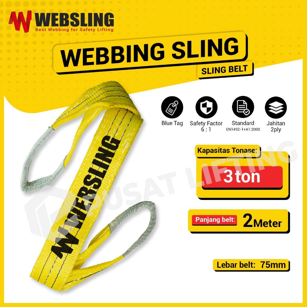 Jual Webbing Sling 3 Ton 2 Meter WEBSLING Sling Belt Double Ply ...