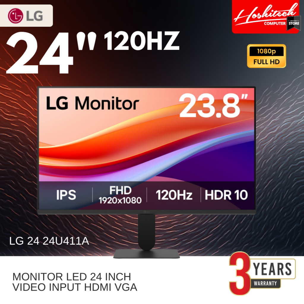 Jual Monitor LG 24U411A B 24 inch FHD 120Hz AMD FreeSync Resmi 3TH ...
