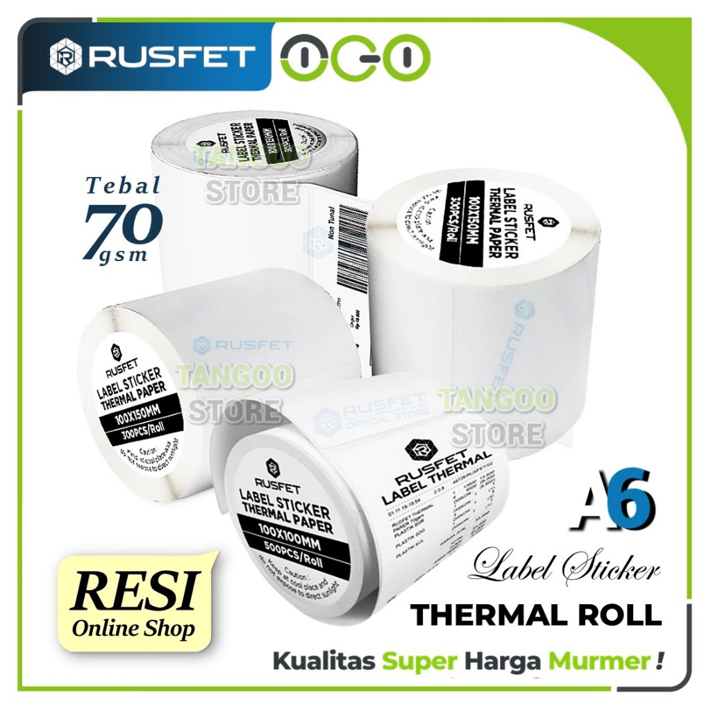 Jual Kertas Sticker Resi Thermal Roll Ukuran A6 (Harga Satuan) / Label ...