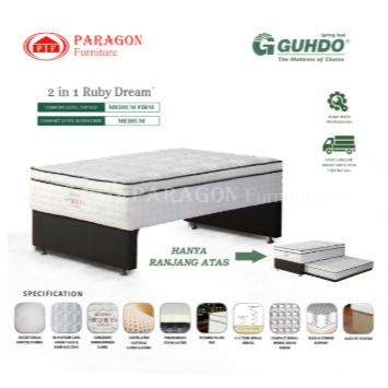 Jual Guhdo Spring bed Ranjang Atas 2in1 Ruby Latex Plush Top 120x200 ...