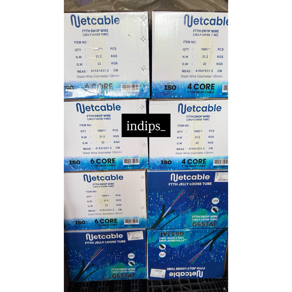 Jual NETCABLE Kabel Fiber Optik Jelly Tube 4 Core 3 Seling 1KM ISP FTTH ...