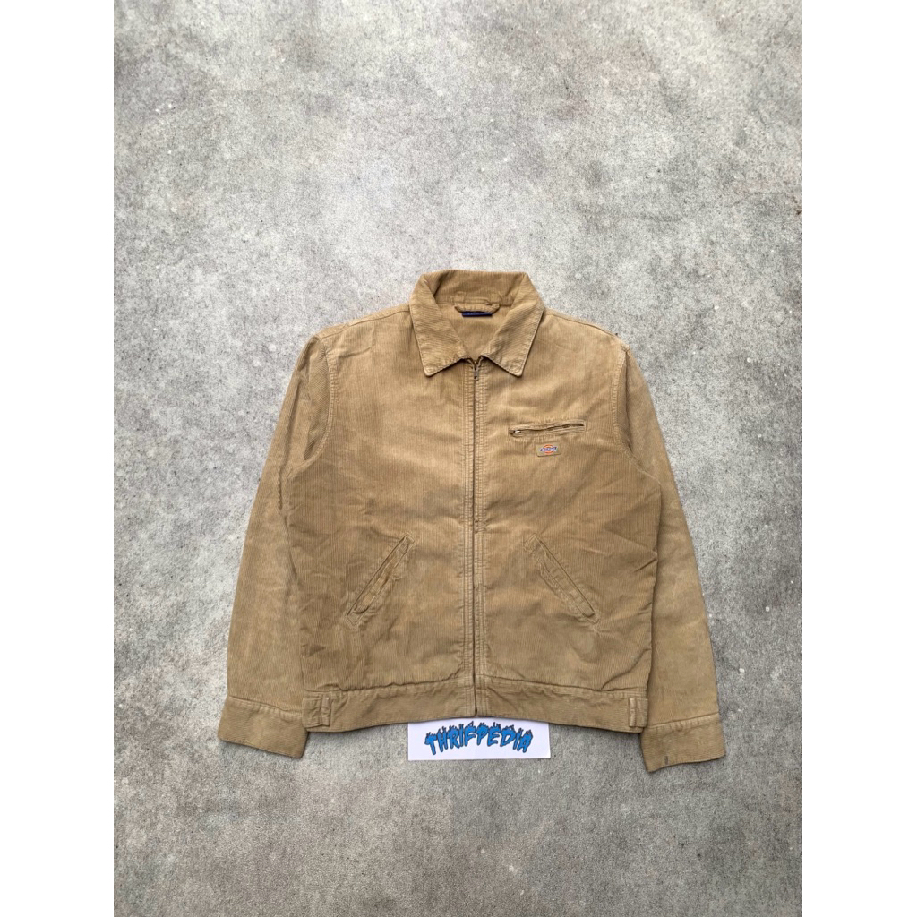 Jual Dickies 90s Corduray khaki detroit work jacket lined flanel ...