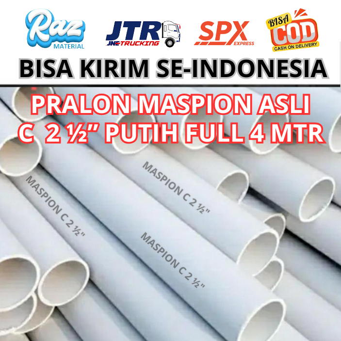 Jual Pipa Air Pralon Pvc MASPION C Putih 2 1/2" inch (76mm) Paralon ...