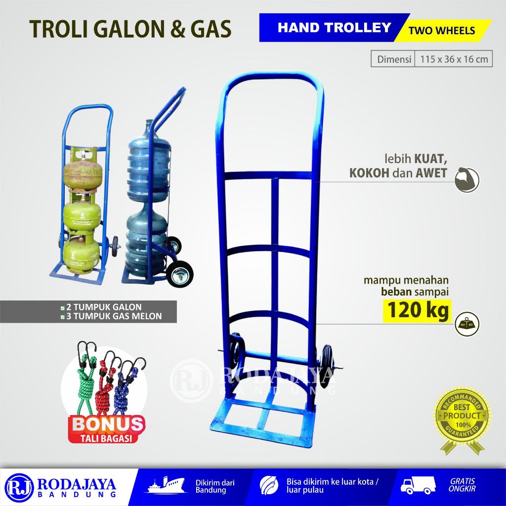 Jual troli galon & gas / hand trolley / troli tangan / kapasitas beban ...