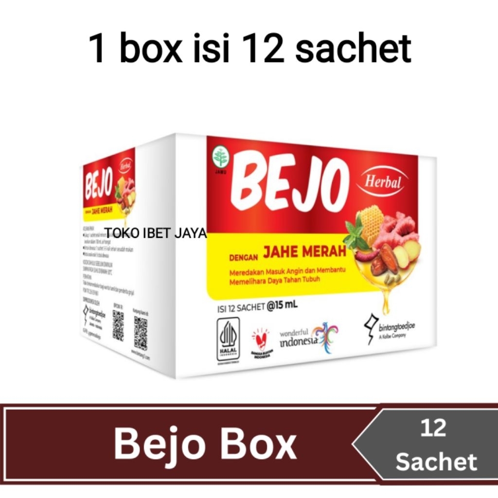 Jual Bejo Jahe Merah 1 box isi 12 Sachet (15ml) Meredakan Masuk Angin ...