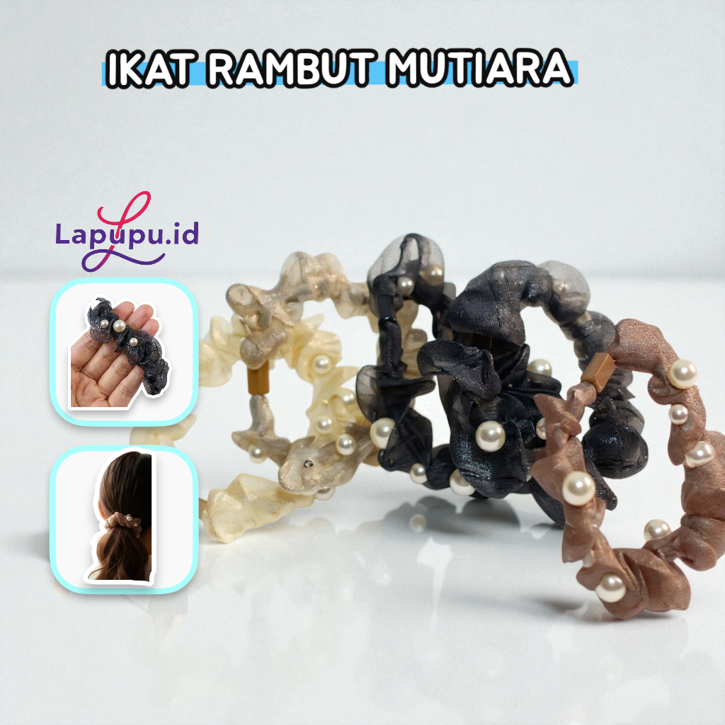 Jual Kunciran Rambut Mutiara Korea / Ikat Rambut Wanita Anti Patah ...