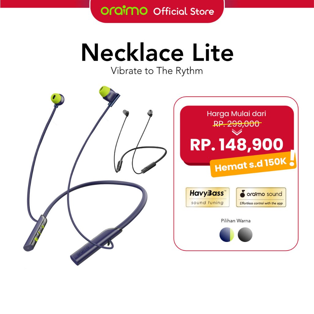Jual oraimo Kalung Headset Tali Leher Nirkabel Bluetooth Lite 30H Enc ...