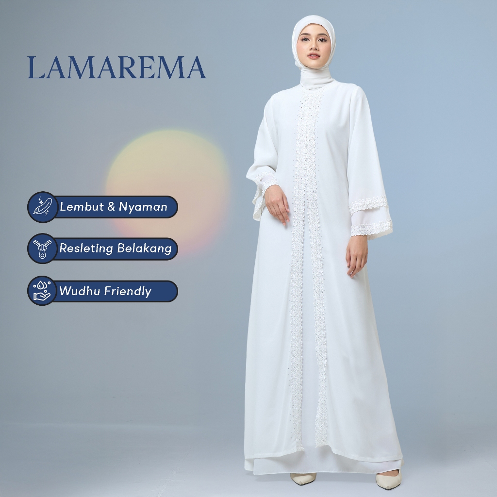 Jual GAMIS ABAYA WANITA KEKINIAN LM-072/ GAMIS PUTIH MEWAH ELEGAN ...