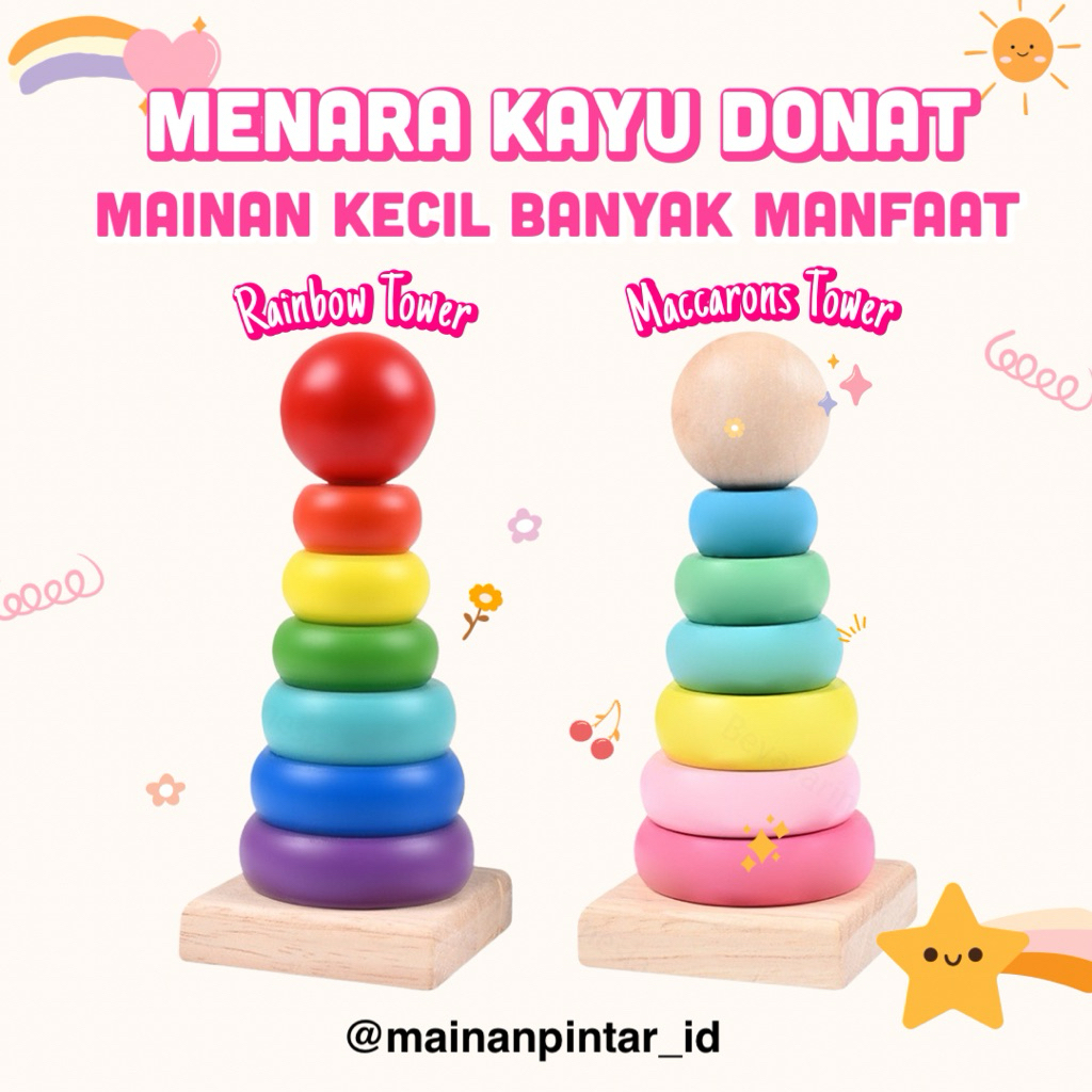 Jual Mainan Edukasi Warna Bayi | Menara Donat | Mainan menara donat ...