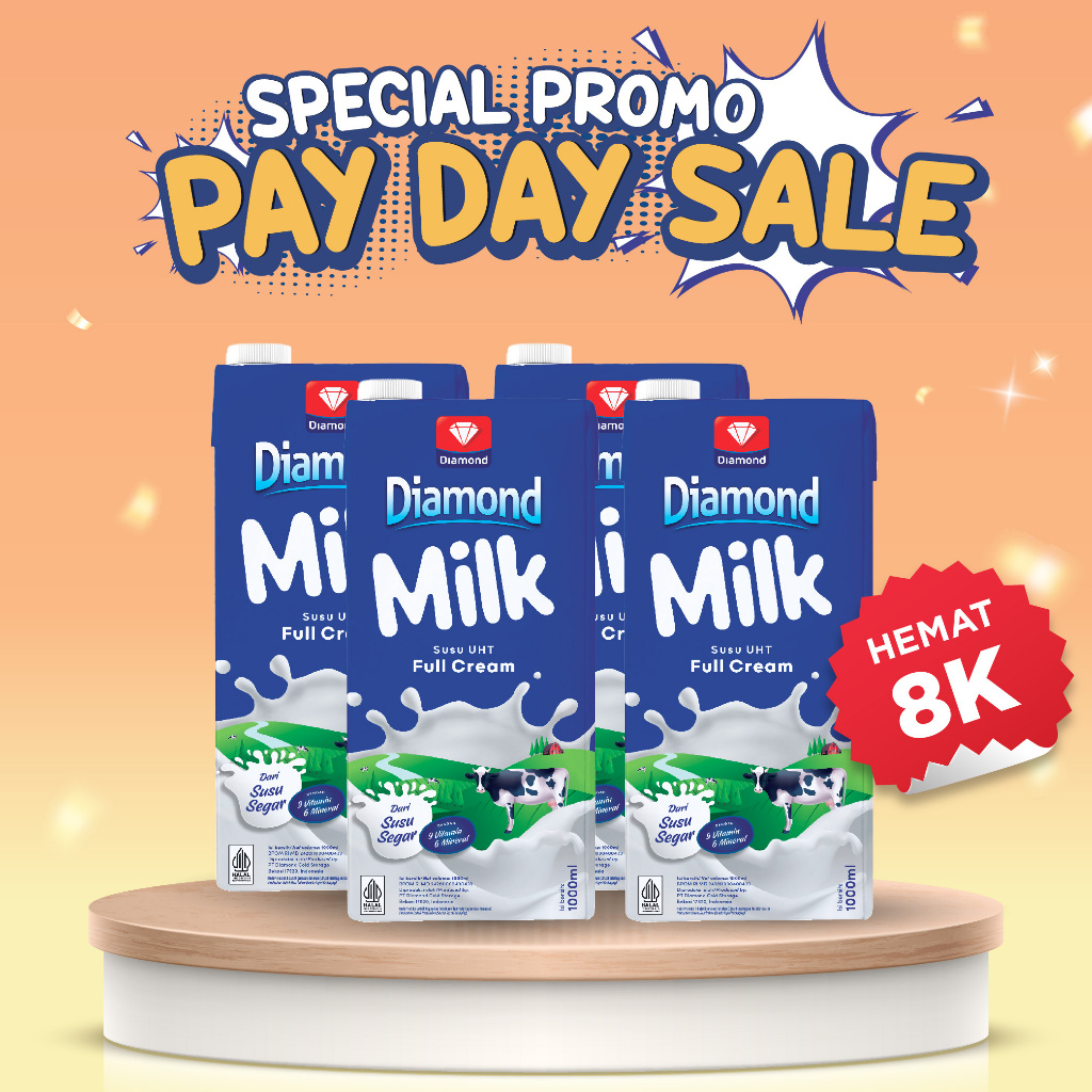 Jual HEMAT 8K 4 PCS DIAMOND MILK UHT FULL CREAM 1 LT | Shopee Indonesia