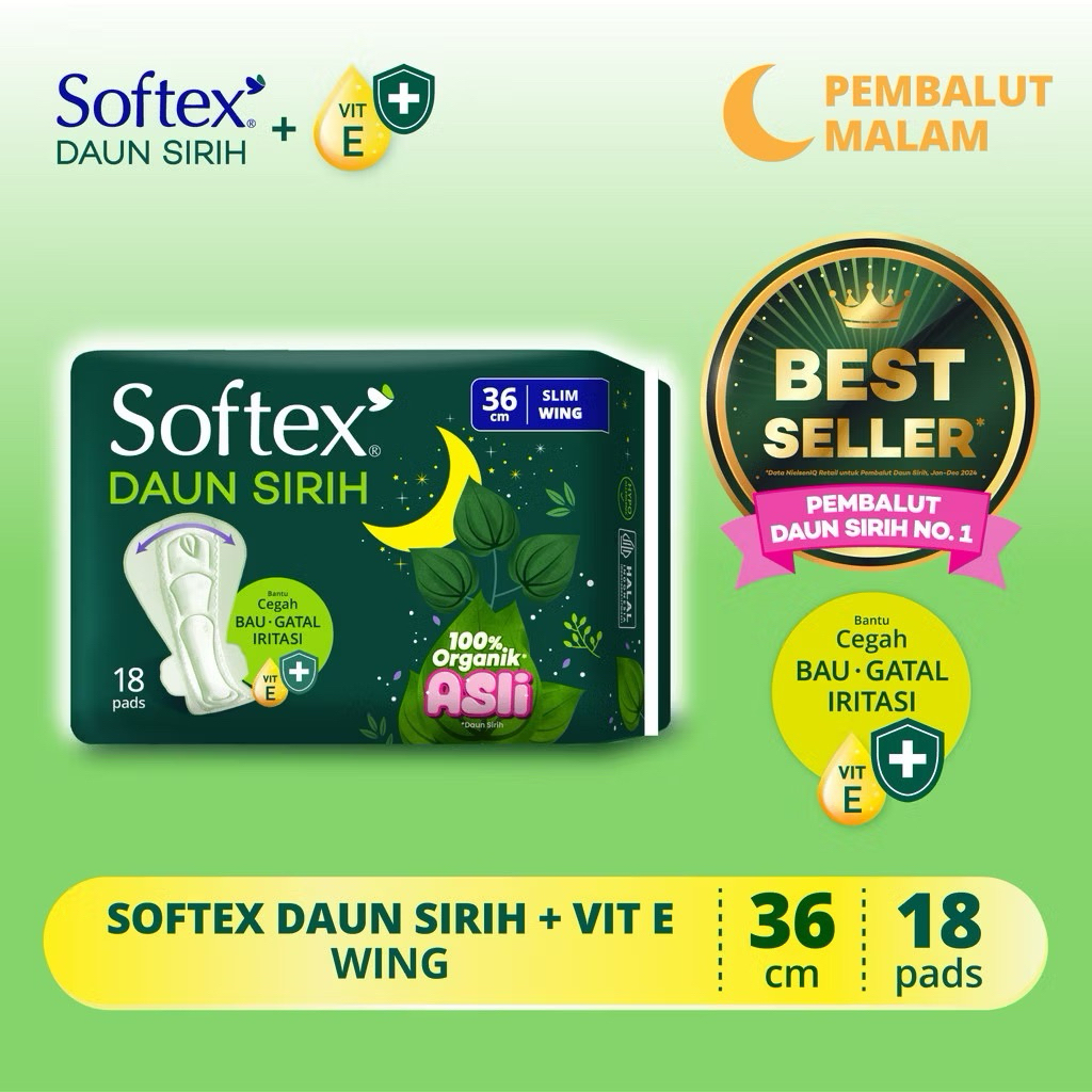 Jual Softex Daun Sirih + Vitamin E 36cm Jumbo Pack isi 18 Pads | Shopee ...