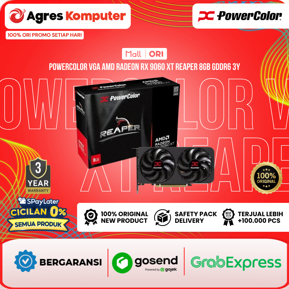 Jual POWERCOLOR VGA AMD RADEON RX 9060 XT REAPER 8GB GDDR6 3Y | Shopee ...