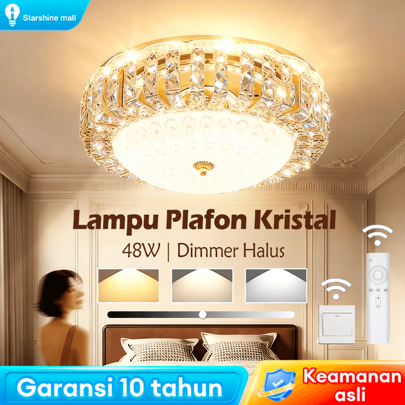 Jual Lampu Plafon LED 3 warna Peredupan tanpa langkah lampu kamar ...