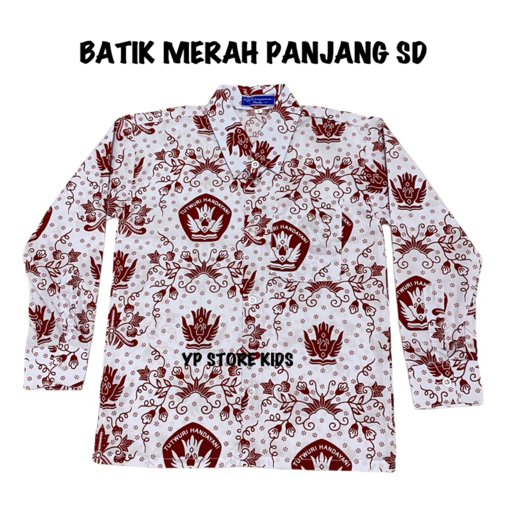 Jual Baju Batik Merah Panjang SD By YP STORE | Shopee Indonesia