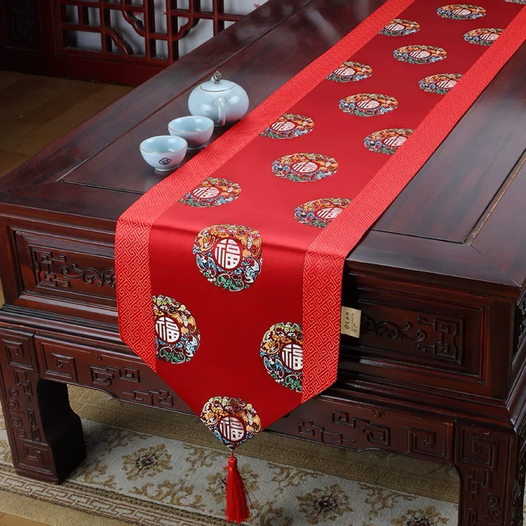 Jual Taplak Meja Imlek Chinese New Year Bahan Satin Table Runner ...