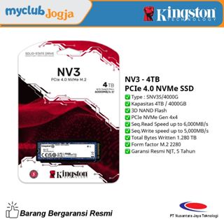 Jual Kingston NV3 4TB PCIe 4.0 NVMe SSD M2 2280 SSD Storage Laptop dan Komputer Penyimpanan data ...