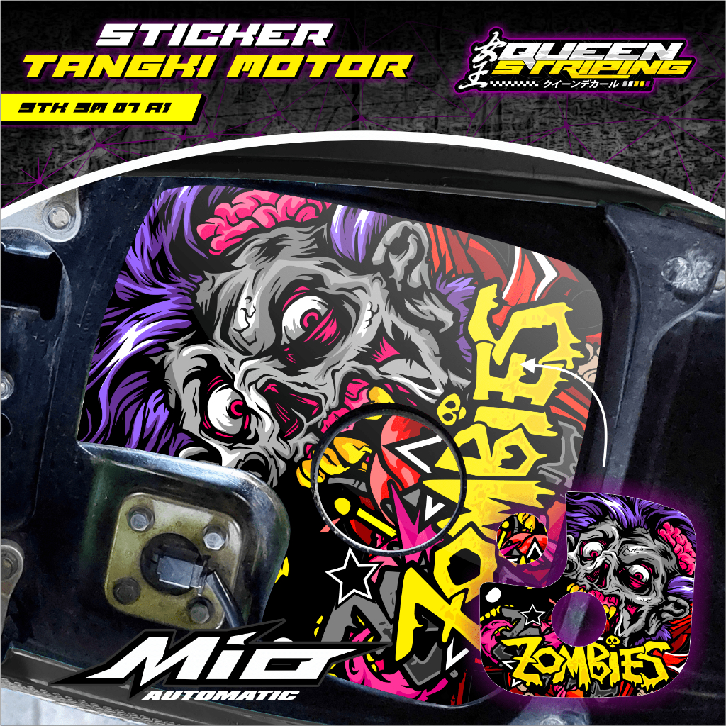 Jual Sticker Tangki Motor Mio Sporty Desain Karakter Monster Rambut ...