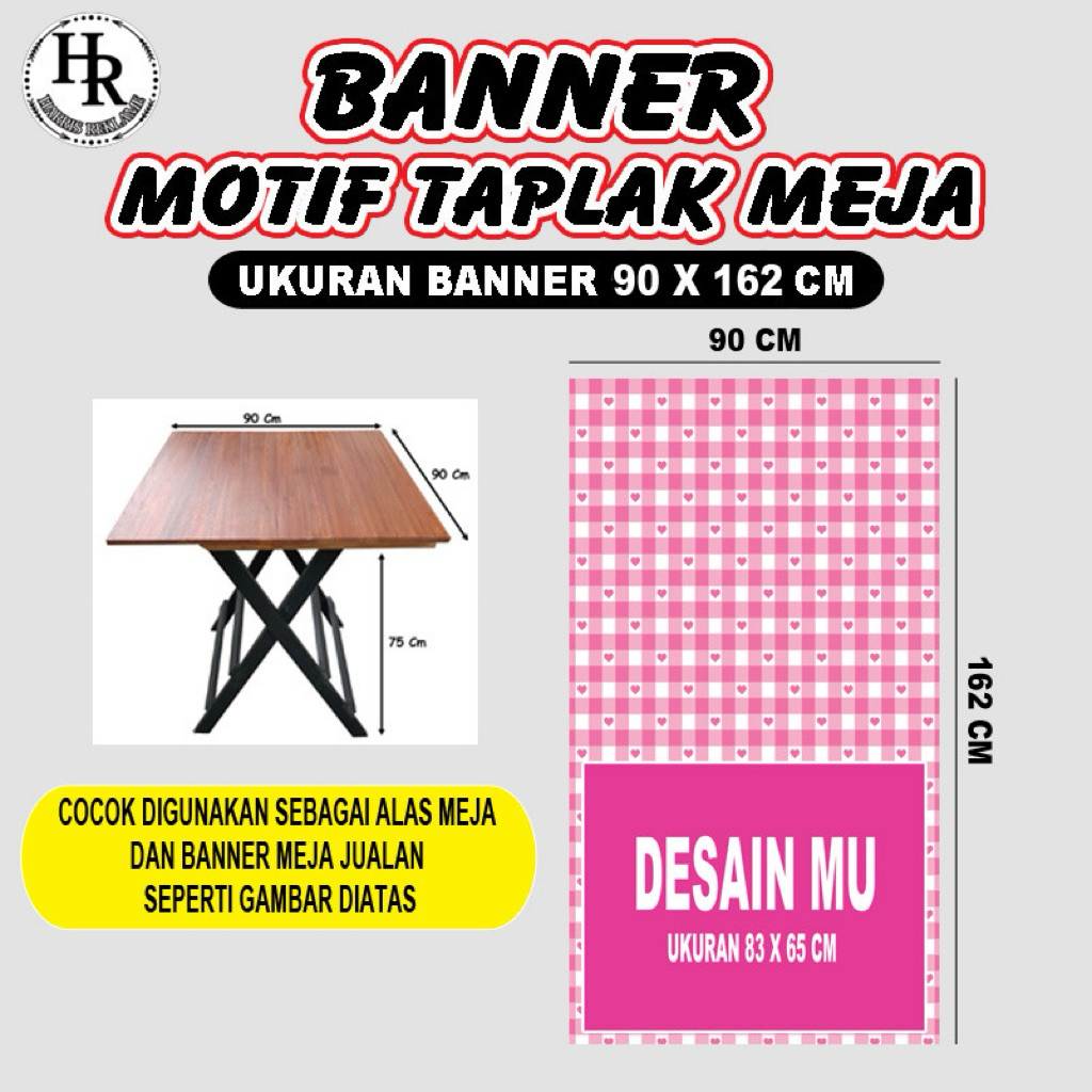 Jual Custom Banner Spanduk Taplak Meja Ukuran 90x162Cm untuk Meja ...